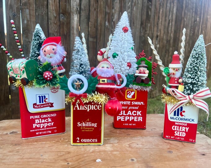 Vintage Christmas Miniatures Vintage Spice Tin Christmas Decoration Etsy