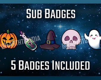 Spooky Season Badges for Twitch, Halloween Sub Bit Badges Discord, Cute ...