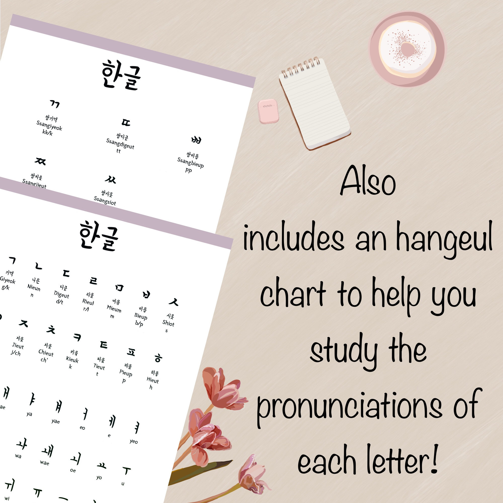 Korean Writing Practice, Printable Digital Download Learning Exercise ...