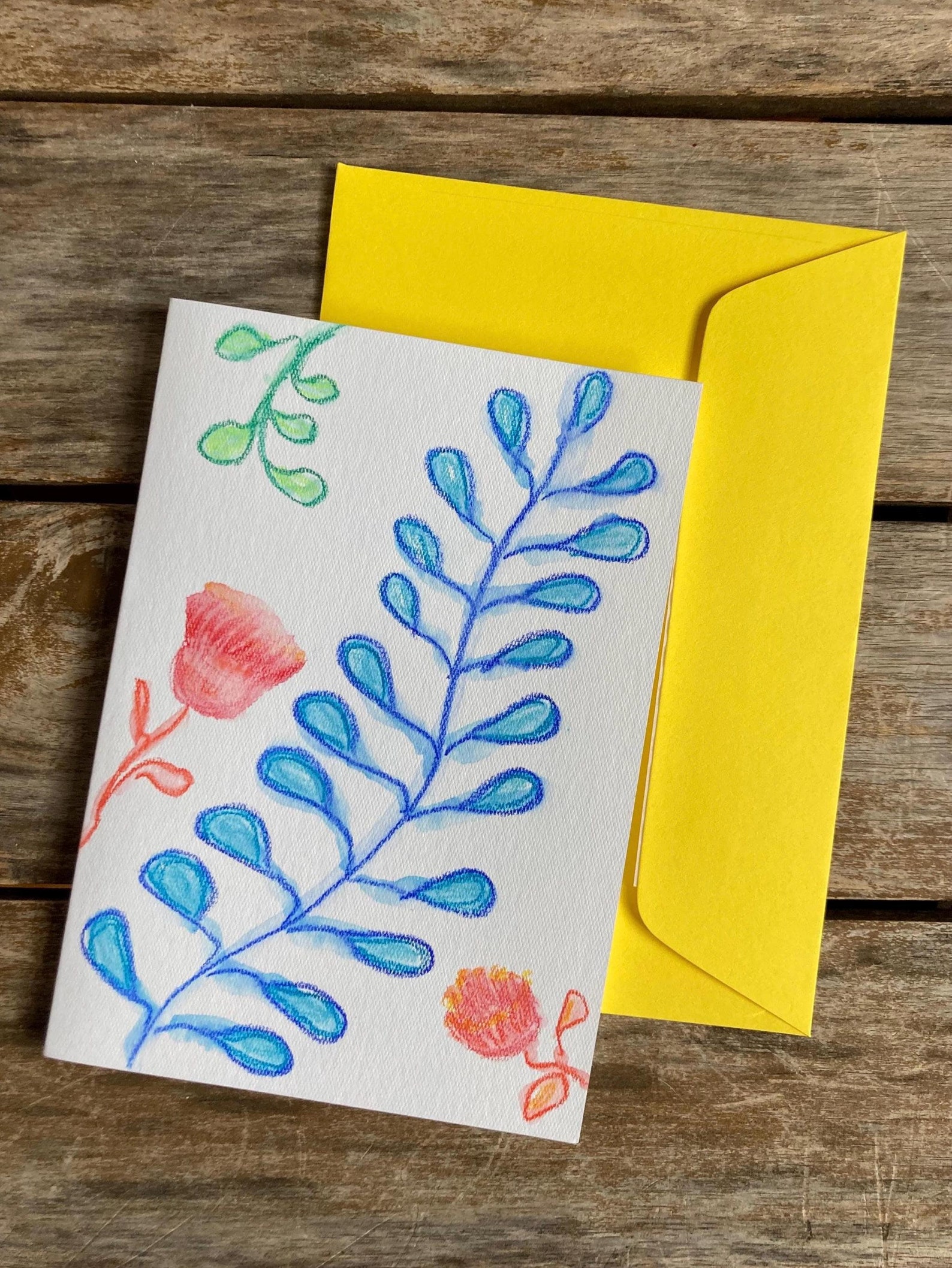Flora Themed Art Deco Style Blank Greeting - Etsy