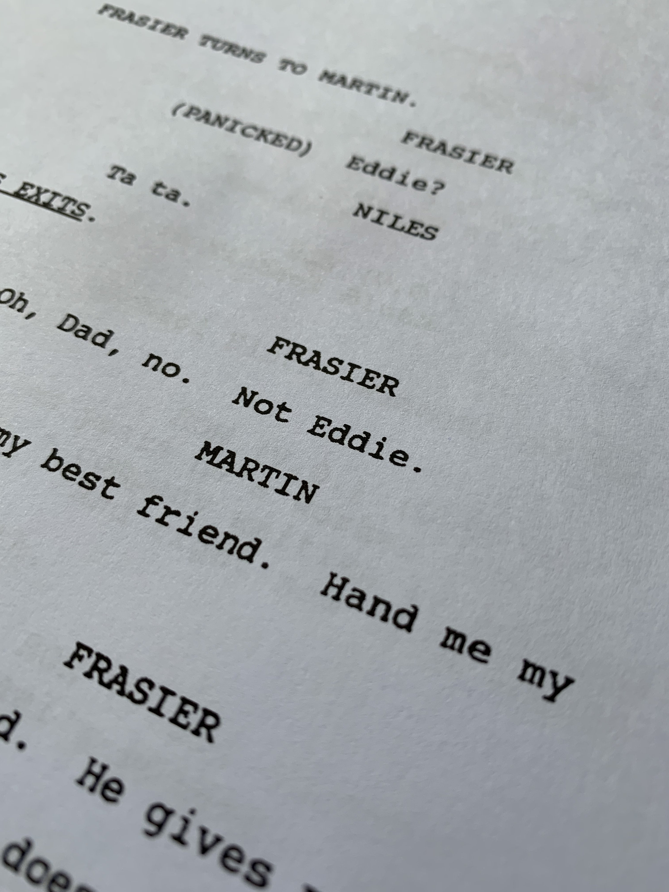 Frasier Pilot TV Script Kelsey Grammer, David Hyde Pierce, John Mahoney ...