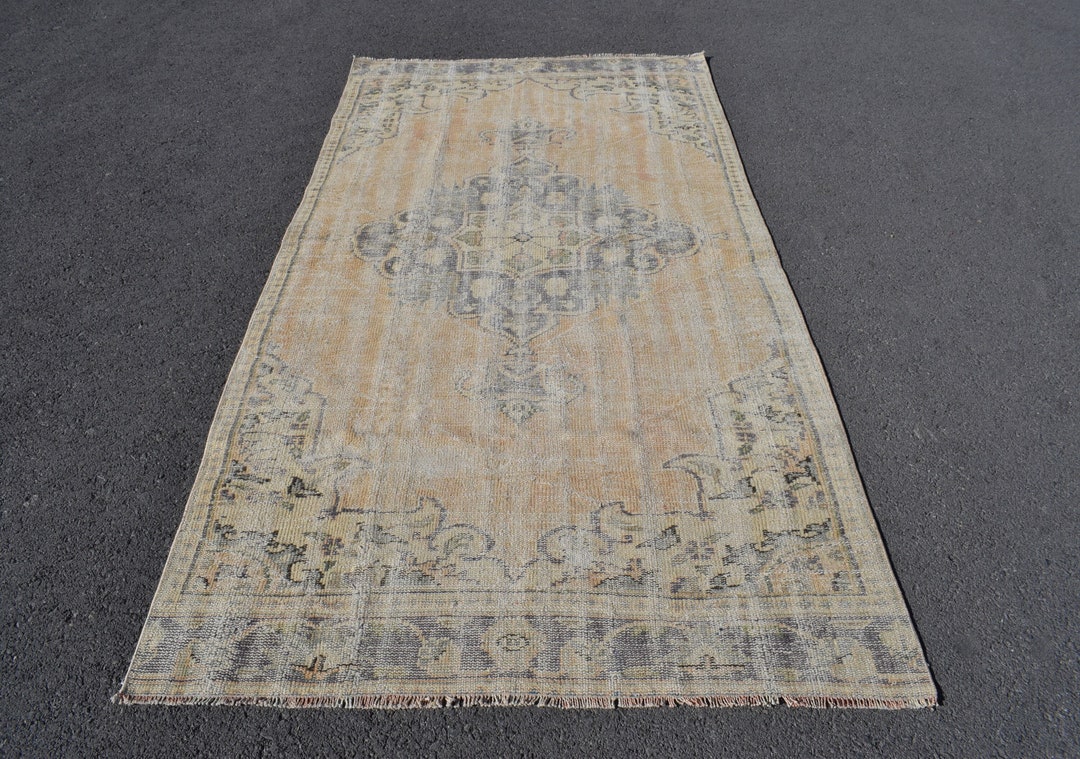 4x9 Vintage Soft Rug, Hand Made Wool Rug, 4x9 Oushak Dinnerroom Rug ...