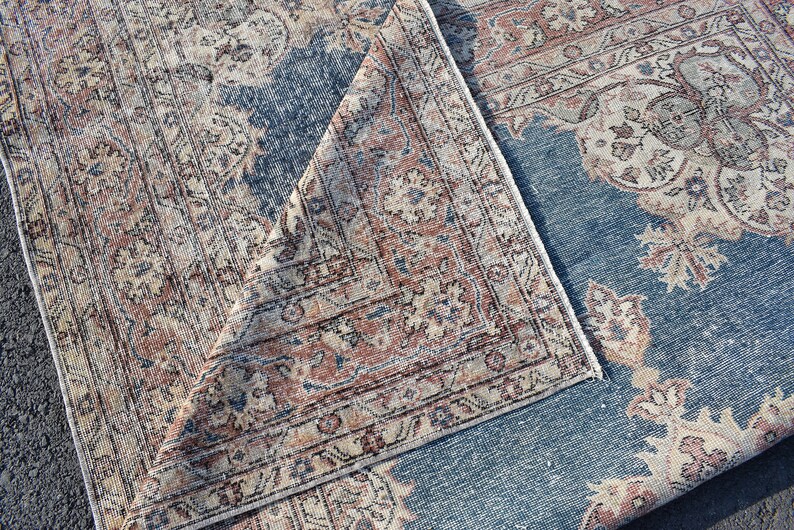 5x8 Blue Rug,5x8 Vintage Rug,hand Made Wool Rug,5'21x8'13 Feet,medalion ...