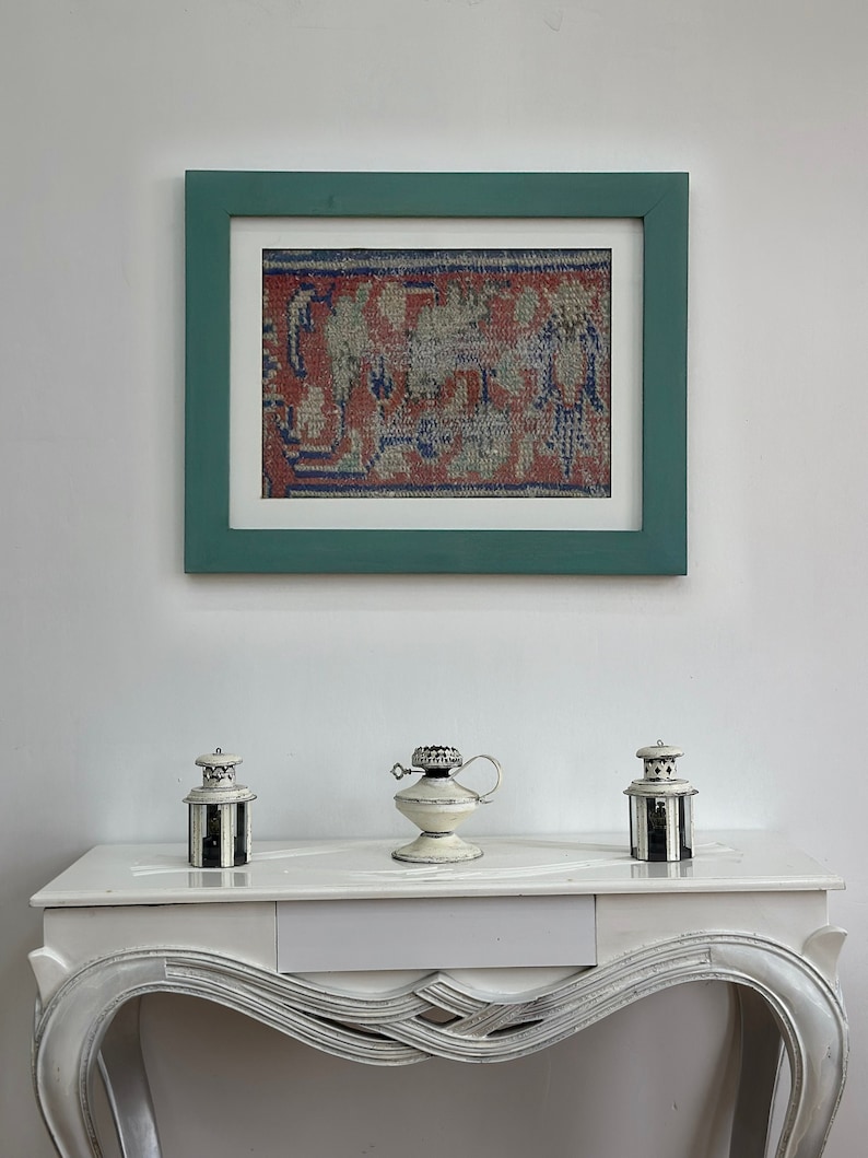 Wooden Framed Wall Decor, Hand Made Decorative Vintage Turkish Rug ...