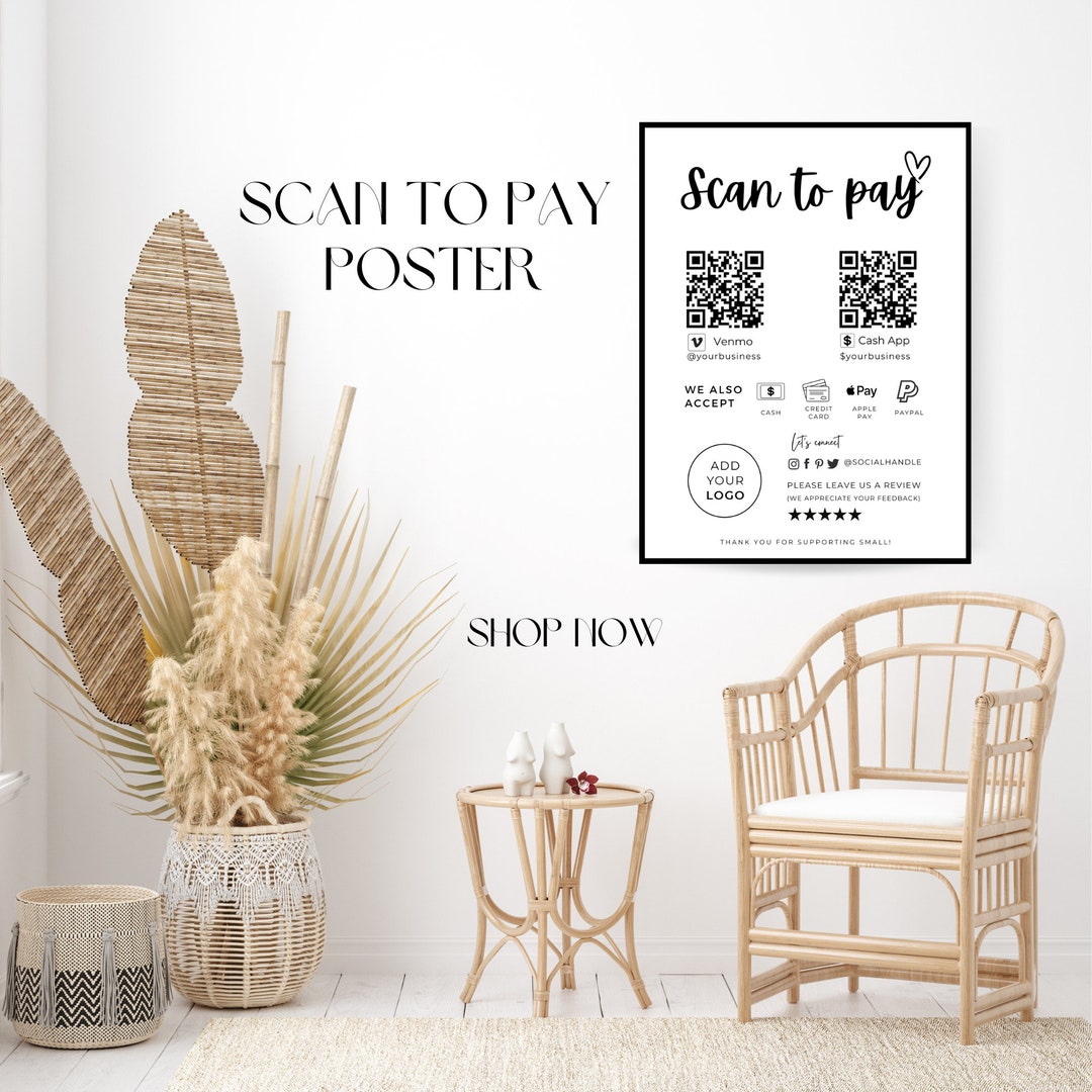 Scan to Pay Template, Scan to Pay Sign, QR Code Sign Template, Small ...