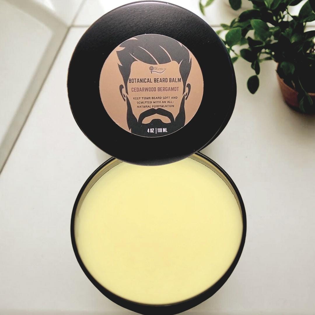 Cedarwood Bergamot Beard Balm 4 Oz, Vegan Natural Beard Conditioner ...