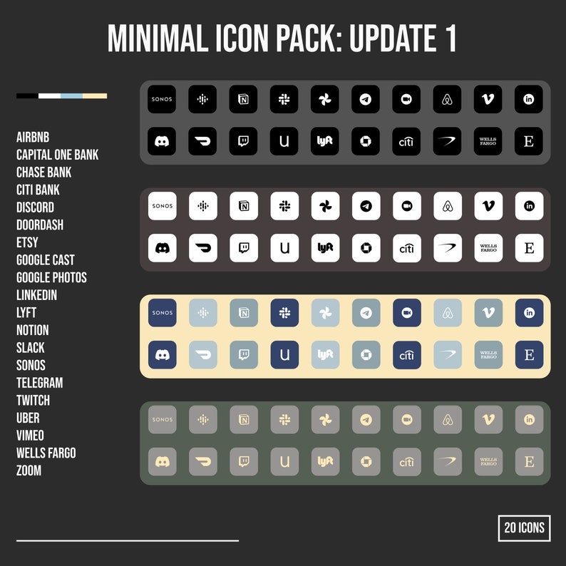 Minimalistic Ios Icon Pack 90+ | Four Colourways Black, White, Cream ...