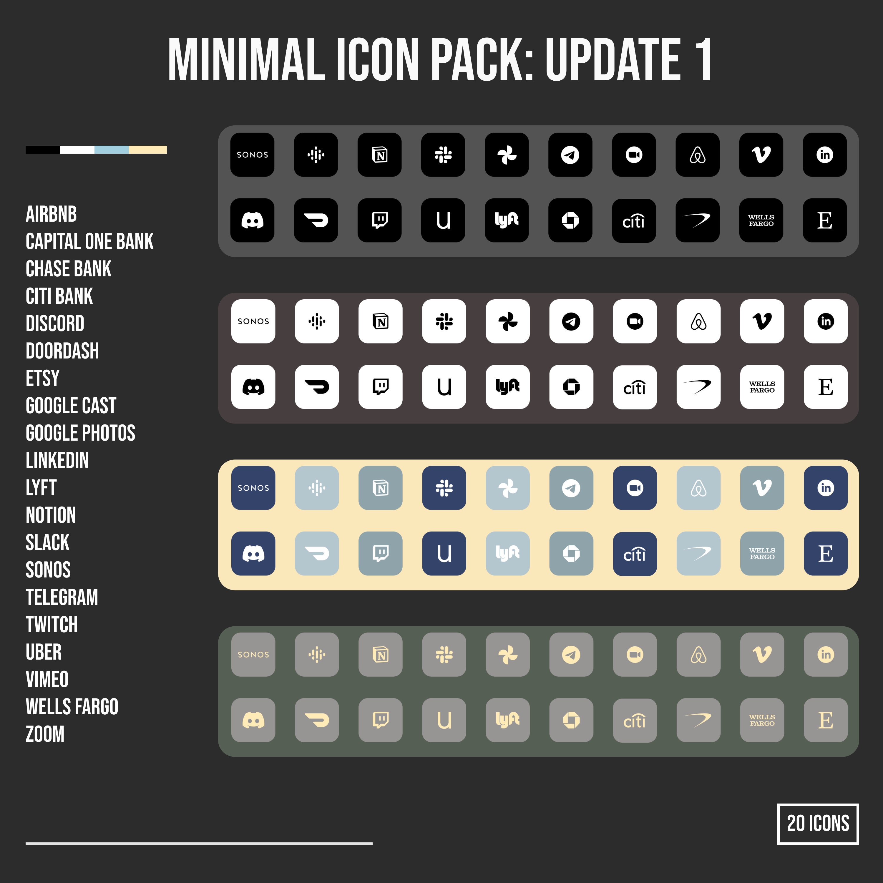 Minimalistic Ios Icon Pack 90+ | Four Colourways Black, White, Cream ...