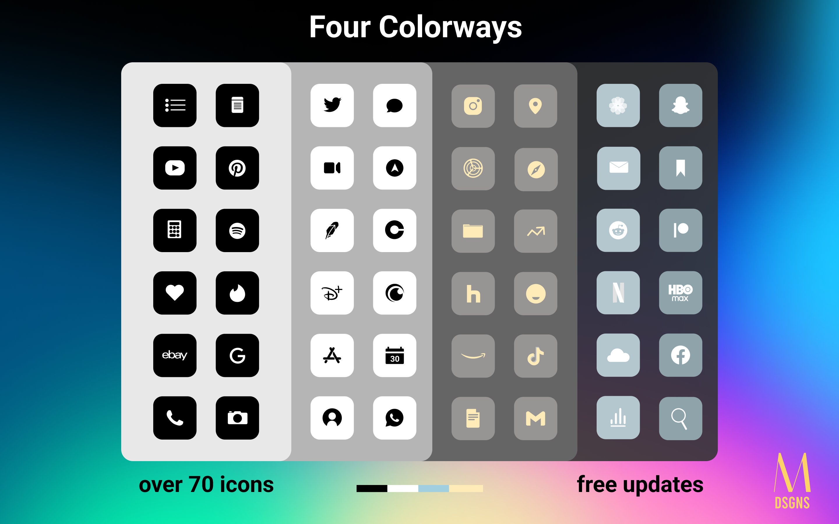 Minimalistic Ios Icon Pack 90+ | Four Colourways Black, White, Cream ...