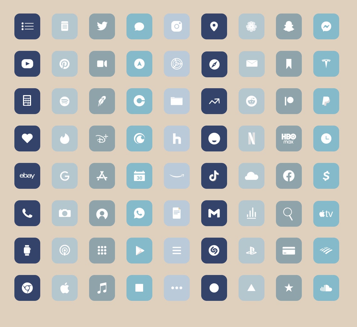 Minimalistic Ios Icon Pack 90+ | Four Colourways Black, White, Cream ...