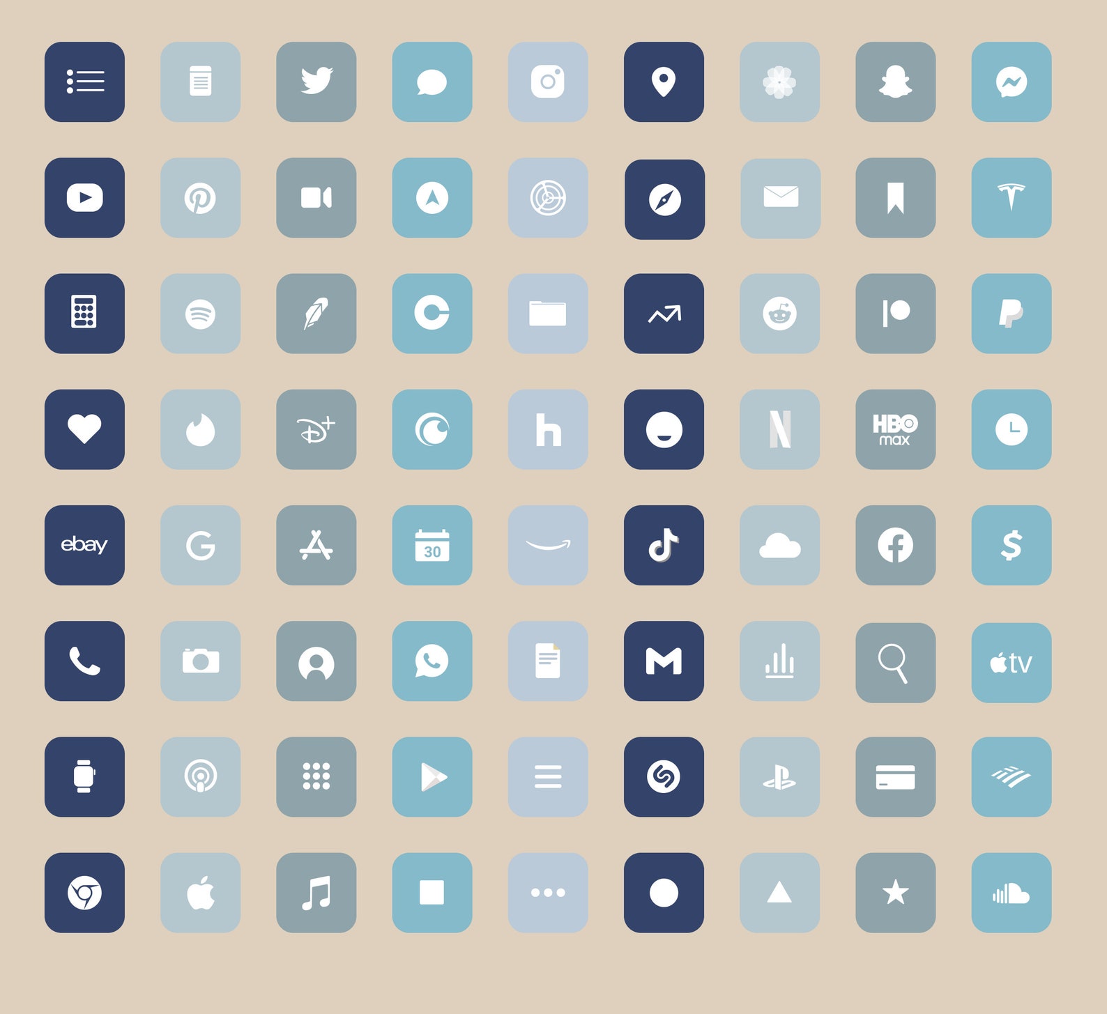 Minimalistic Ios Icon Pack 90+ | Four Colourways Black, White, Cream ...