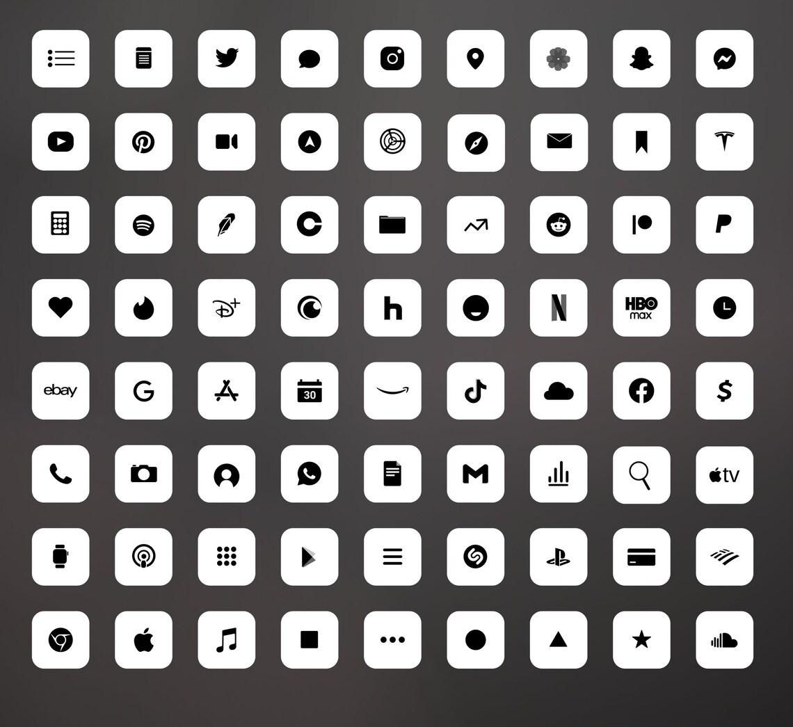 Minimalistic Ios Icon Pack 90+ | Four Colourways Black, White, Cream ...