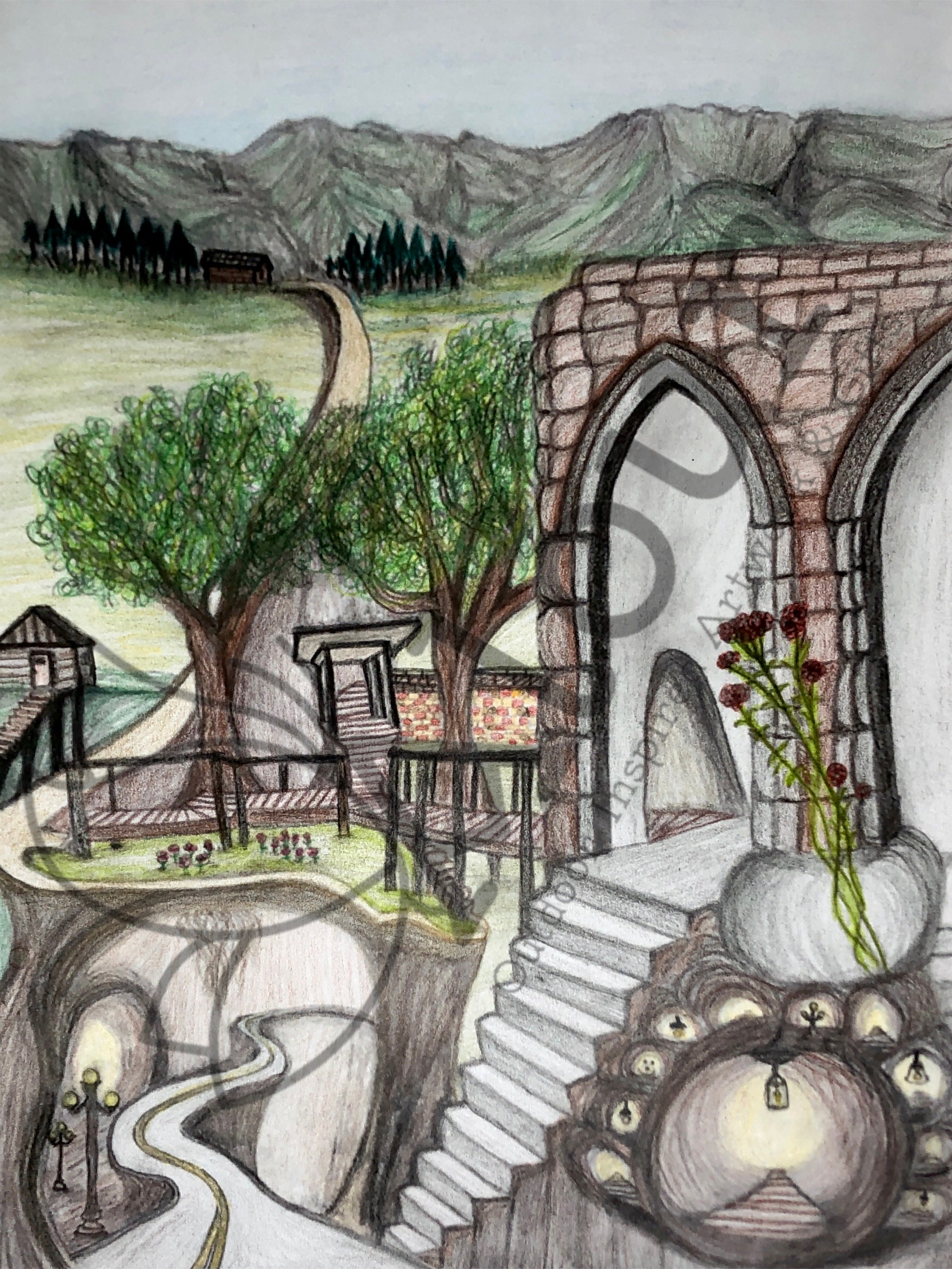 Colored Pathways Original Art Collage Printable Wall Art Intuitive ...