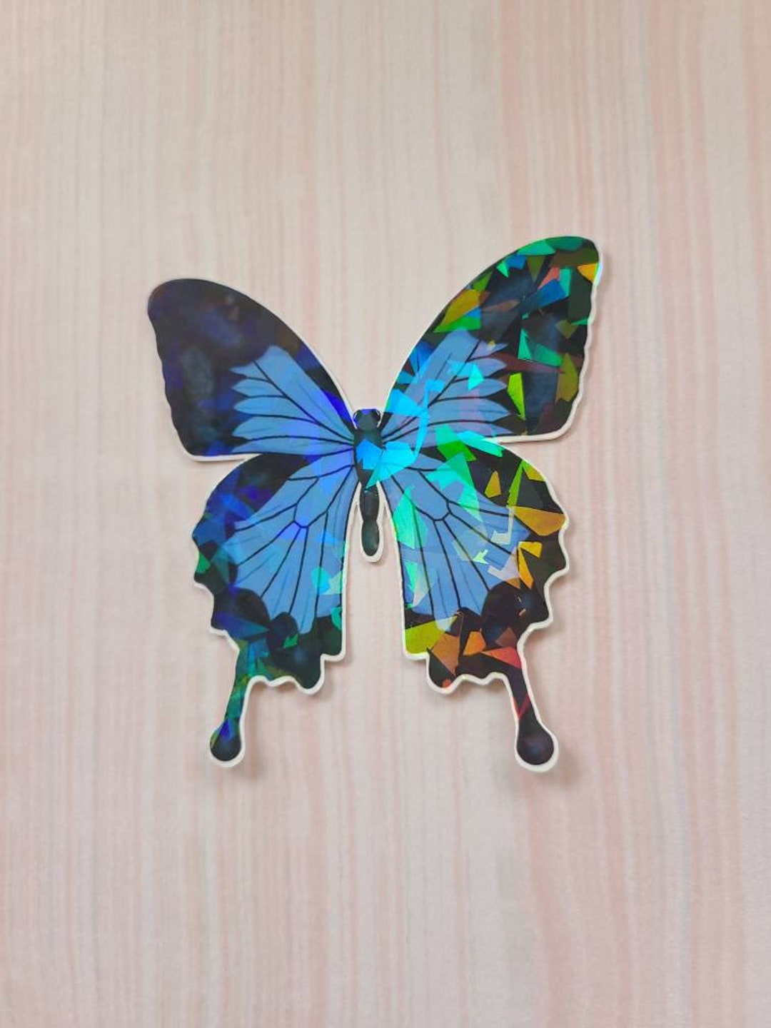 Holographic Blue Butterfly - Vinyl Sticker - Etsy
