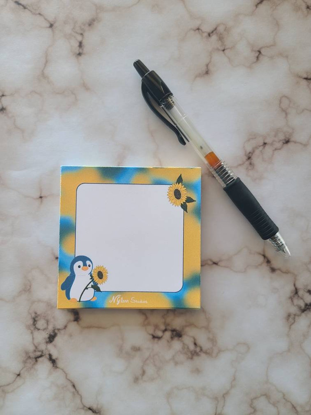 Penguin With Sunflower Memo Pad - Etsy