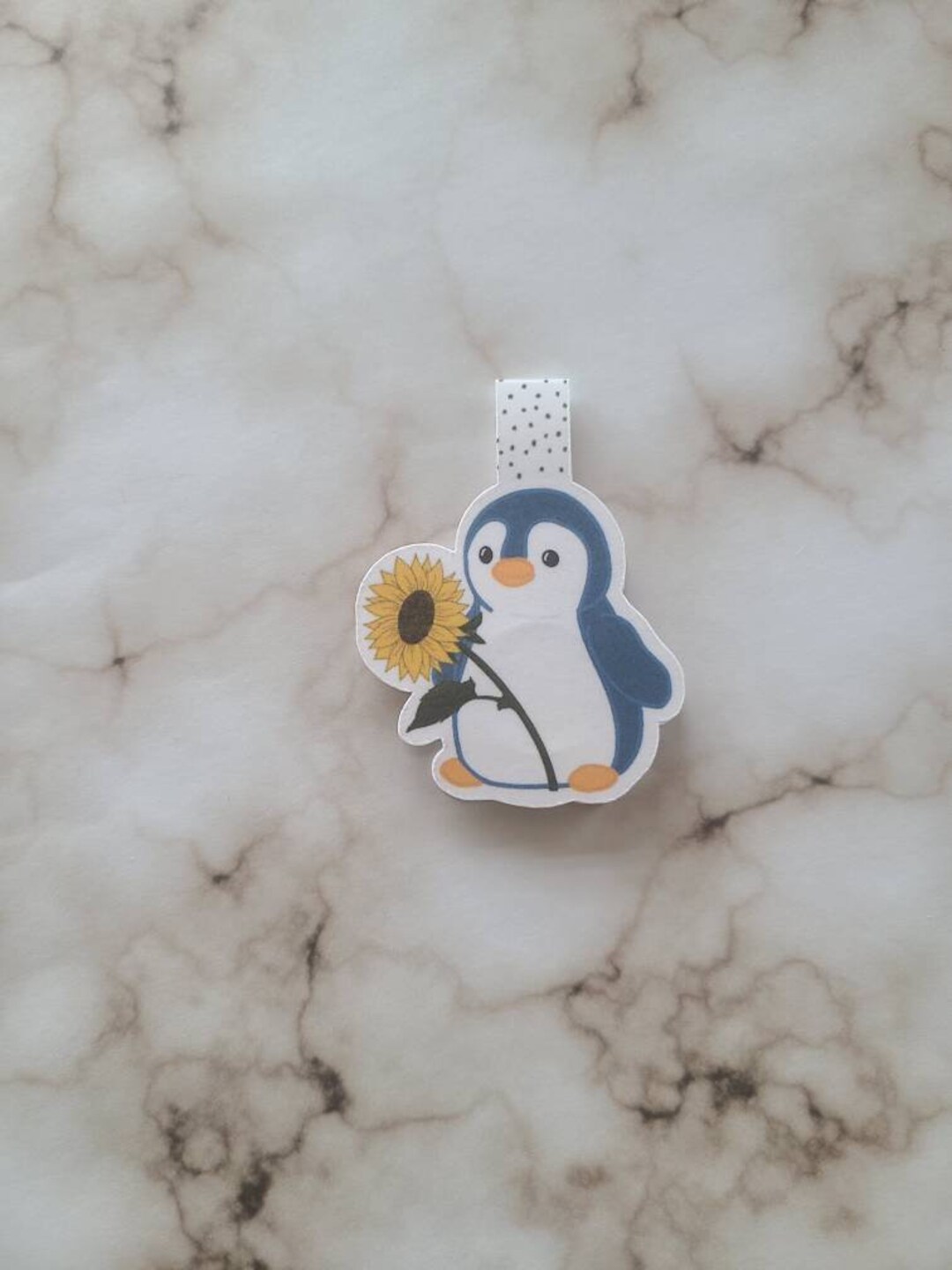 Penguin With Sunflower Magnetic Bookmark - Etsy