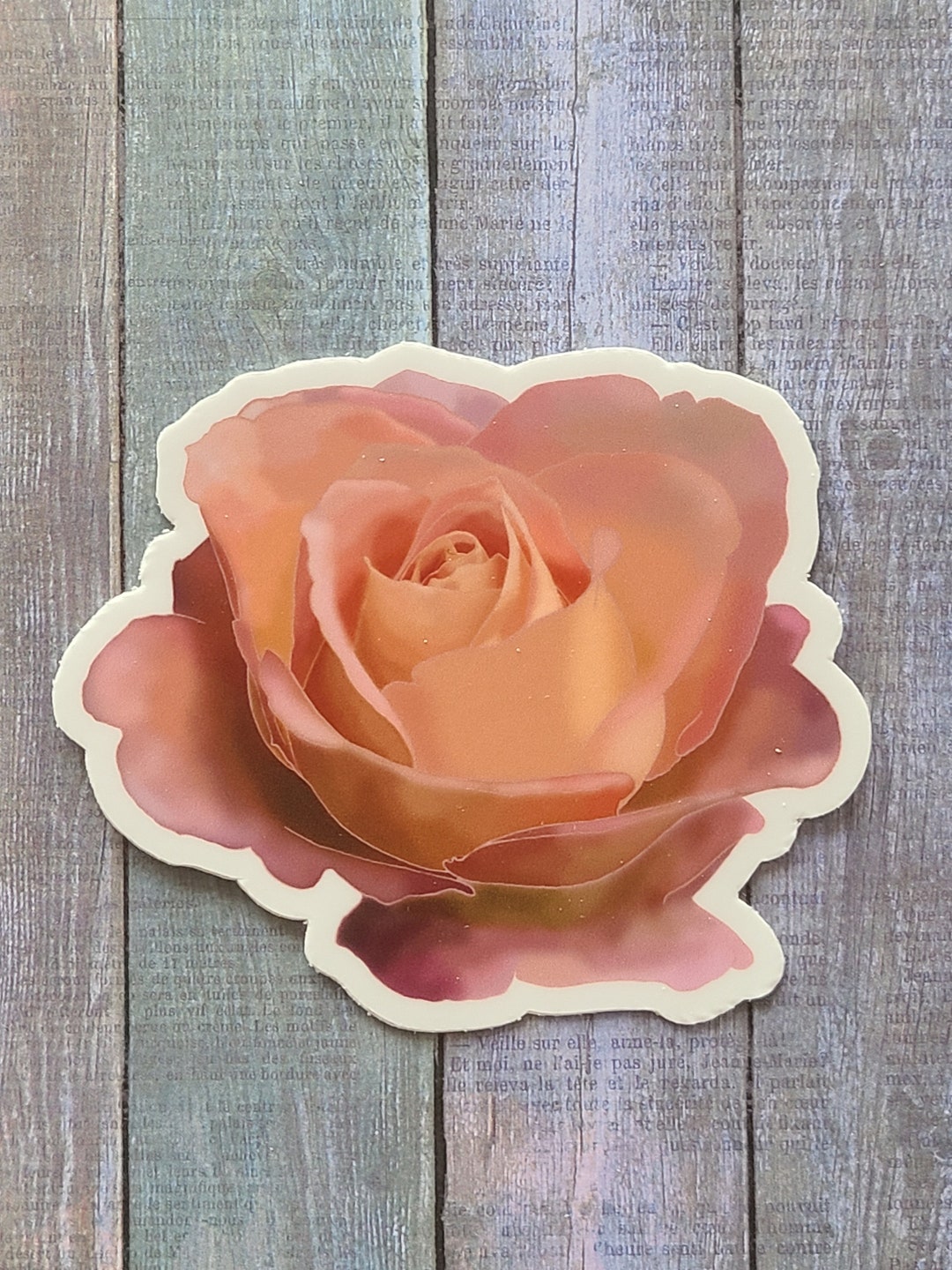 Pink Rose - Vinyl Sticker - Etsy