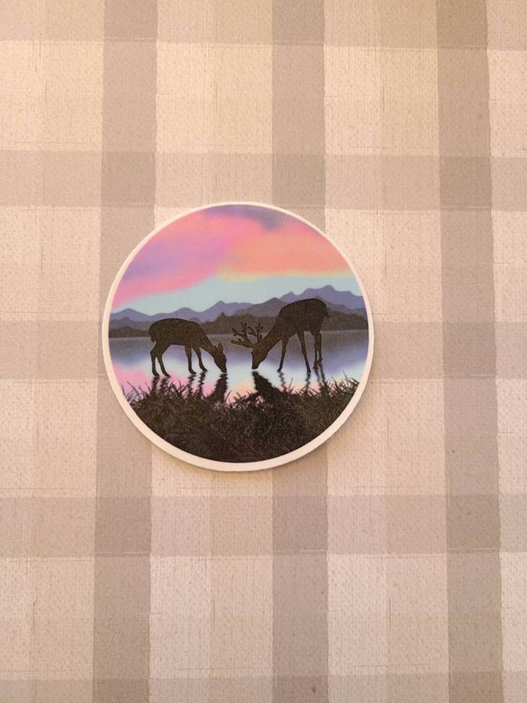 Sunset Grazing Deer - Vinyl Sticker - Etsy