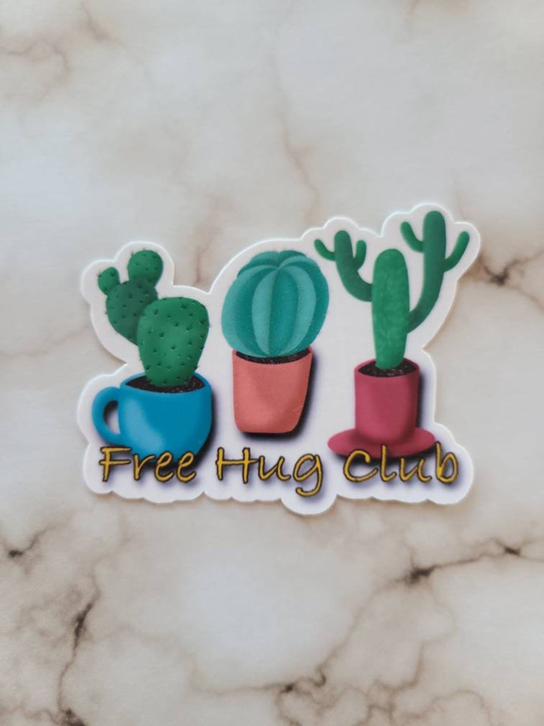 Free Hug Club Cacti - Vinyl Sticker - Etsy