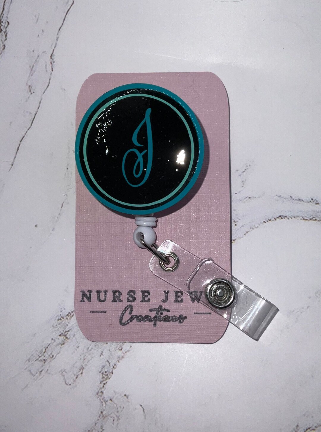 Initial With Dual Color Border Badge Reel - Etsy