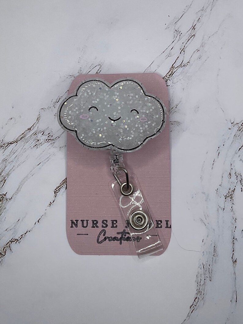 Happy White Cloud or Black Cloud Badge Reel - Etsy