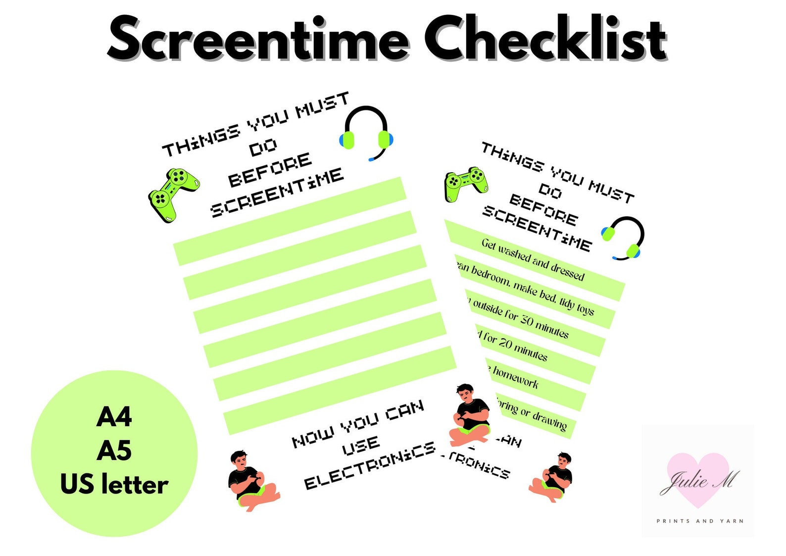 Screentime Editable Checklist for Kids Screen Time Chores - Etsy