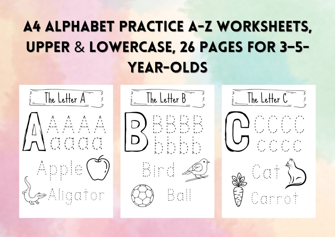 26 Alphabet Worksheets Upper & Lowercase Learning Activity - Etsy UK