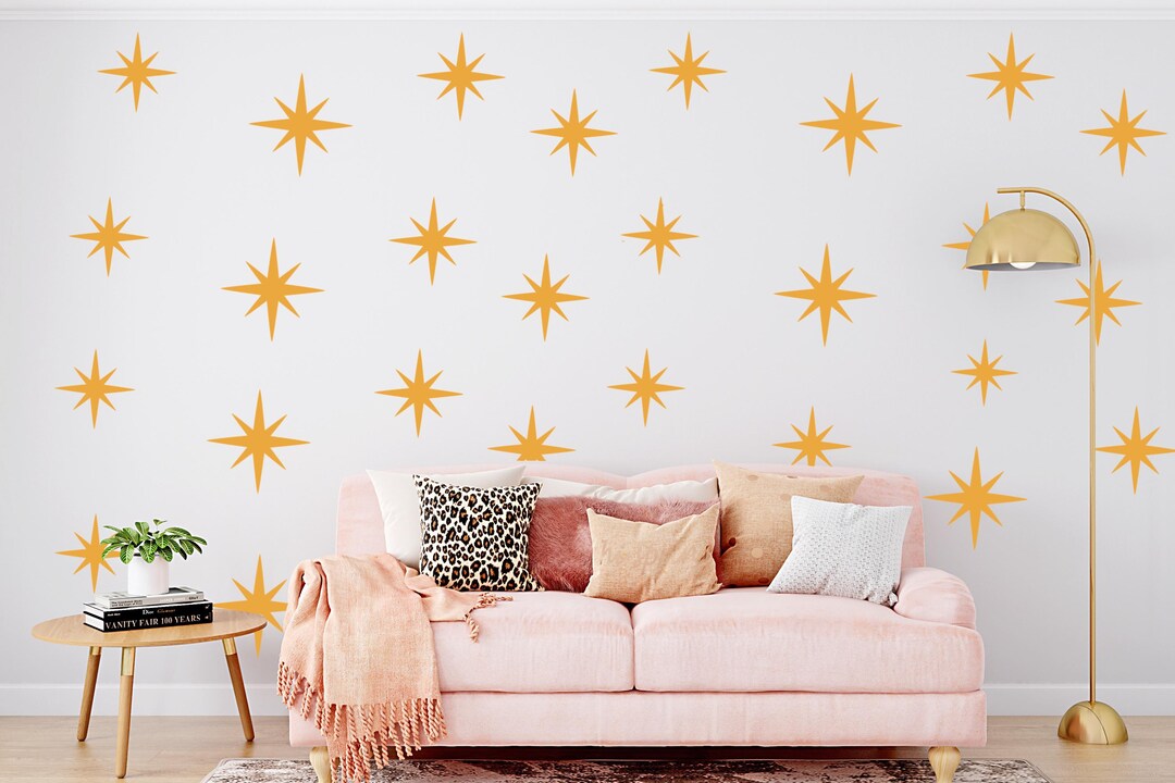 Starburst Vinyl Wall Decal Set: Retro Star Stickers - Etsy