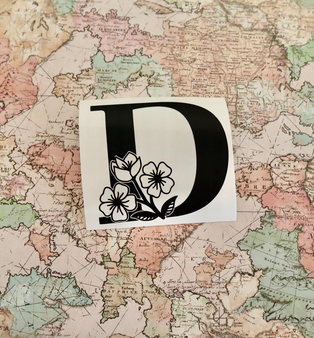 Floral Monogram Letter Decal: Wedding Car Window Decoration - Etsy