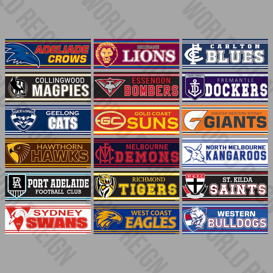 AFL Banner Vinyl Sticker AFL Team Car Bumper Decal Sports Stickers - Etsy