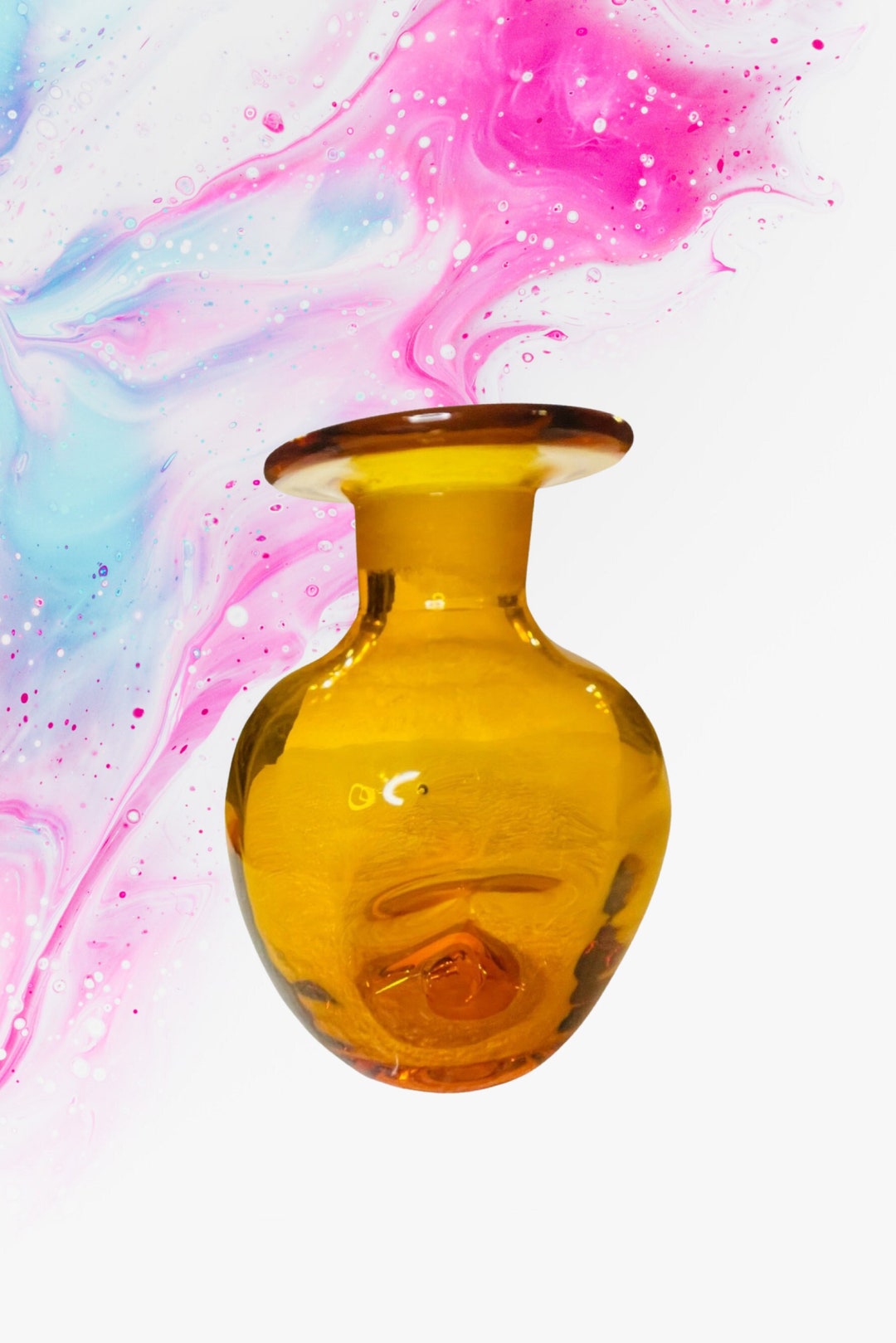 Hand Blown Vintage Rainbow Honey Amber Pinched Decanter-no Stopper - Etsy