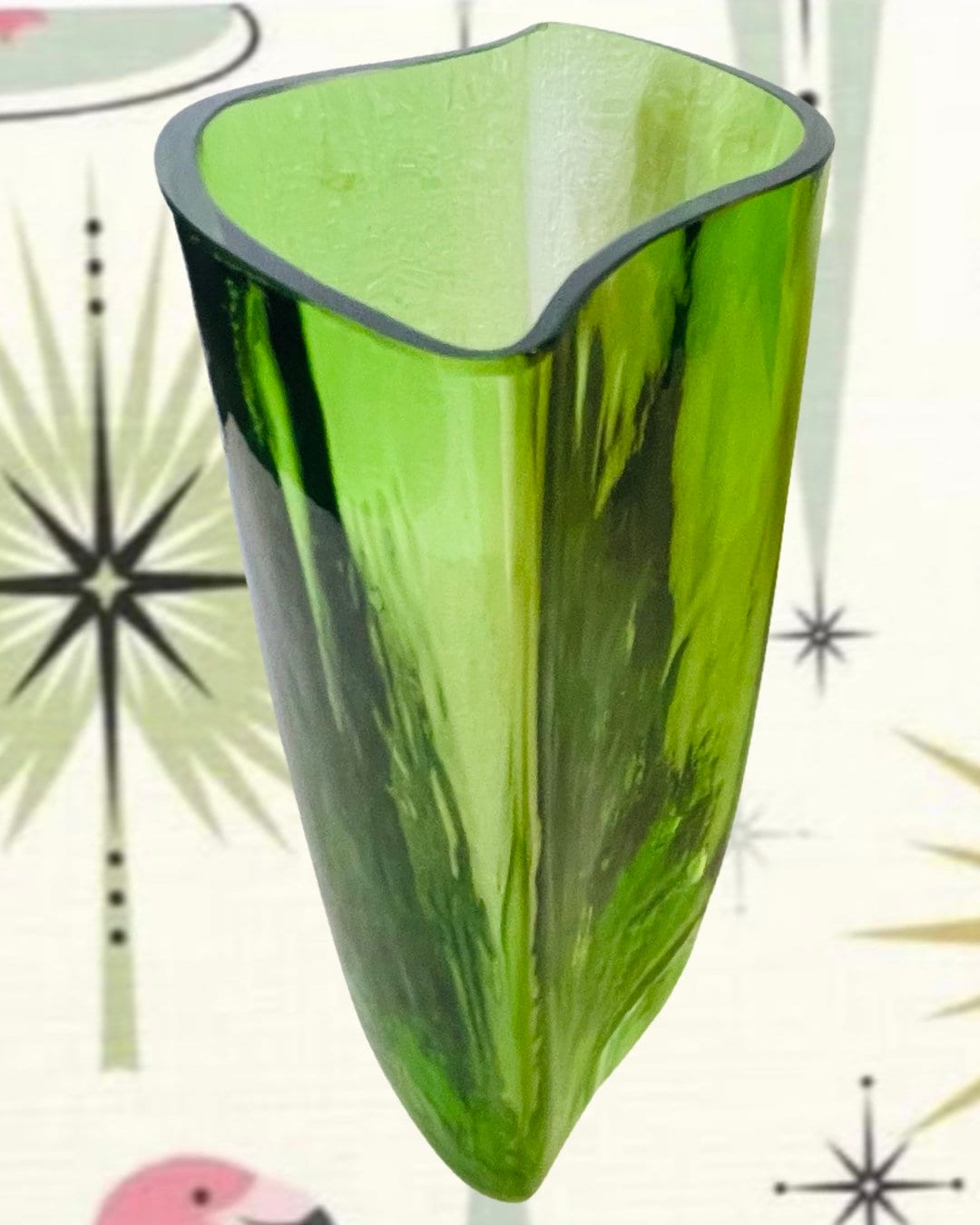 Wavy Glass Vase Lime Green Abstract Design Possibly Blenko - Etsy