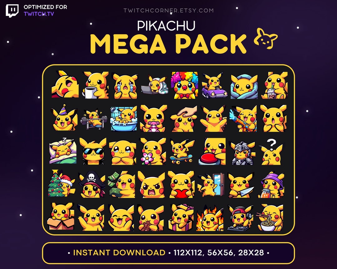 Paquete de gestos de Pikachu 40x gestos de Twitch de Pikachu, gestos de ...