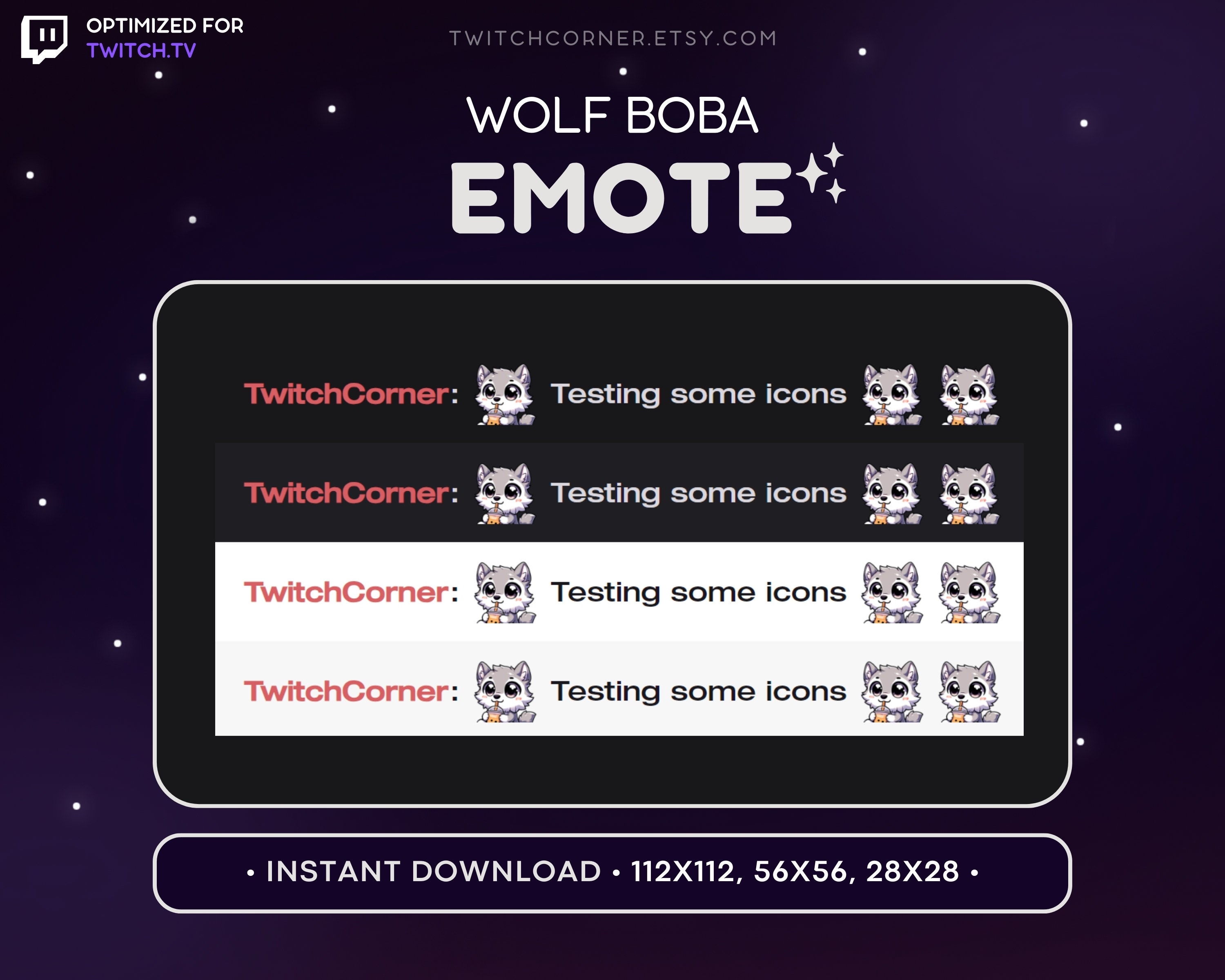 Boba Wolf Emote Wolf Twitch Emote, Sip Drink Wolf Emote, Wolf Bubble ...