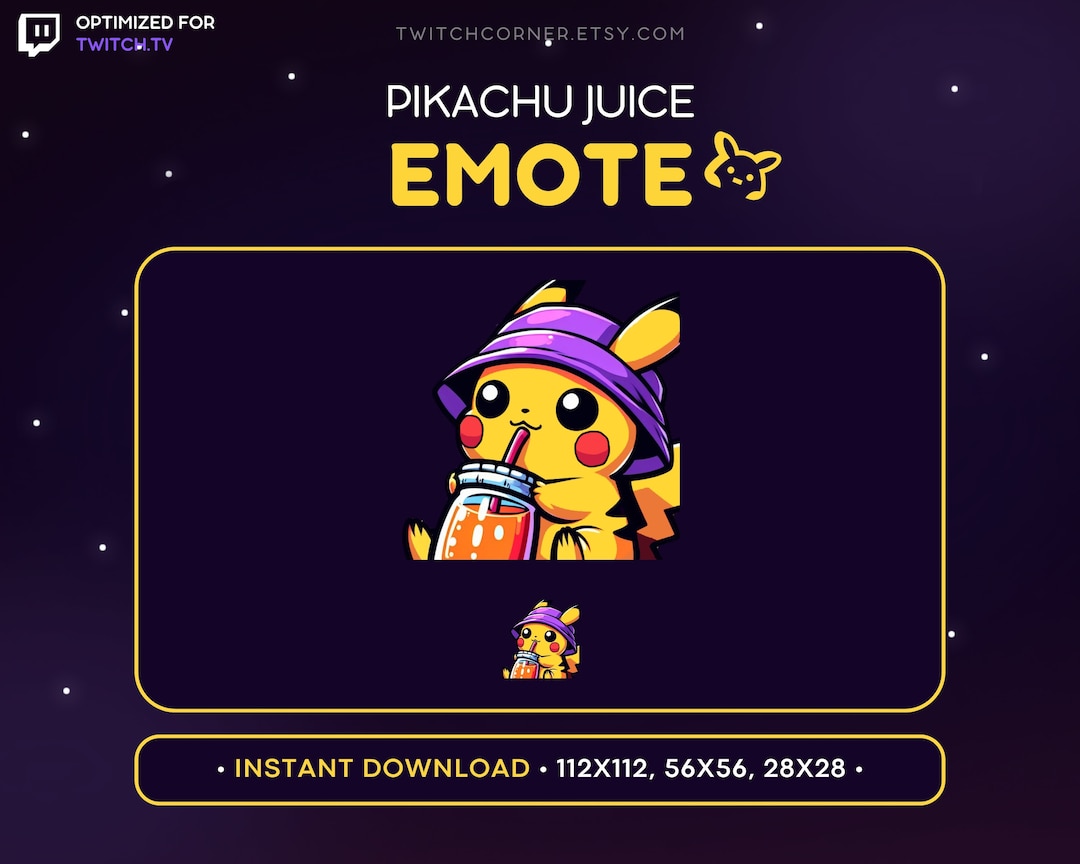 Juice Pikachu Twitch Emote Pokemon Emote, Pokemon Twitch Emote, Pikachu ...