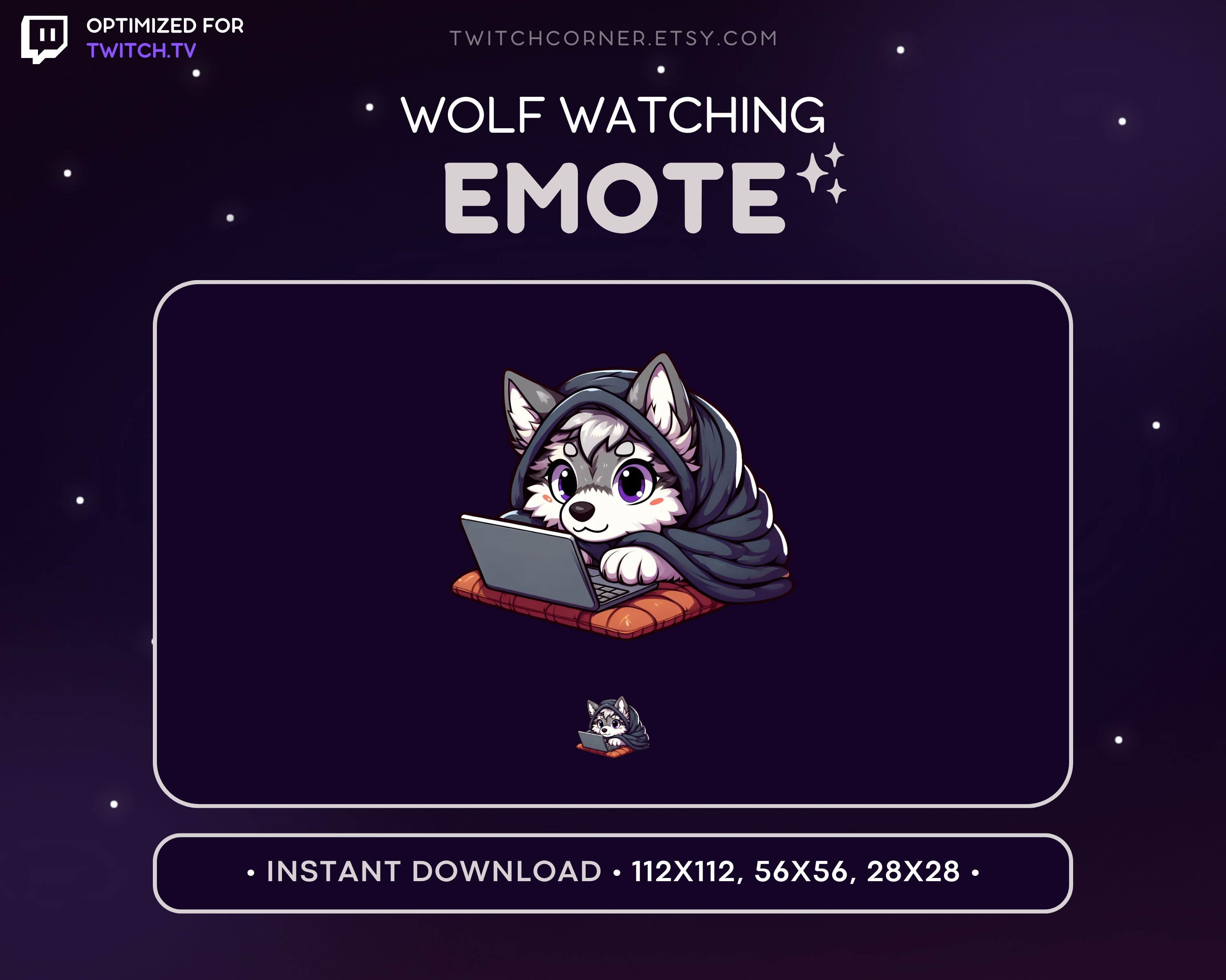 Lurking Wolf Emote Wolf Twitch Emote, Cozy Wolf Emote, Wolf Blanket Emote, Wolf Discord Emote ...