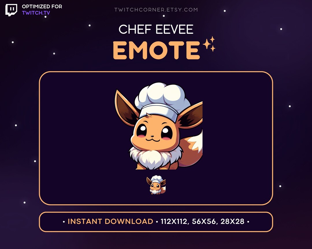 Cute Chef Eevee Twitch Emote Eevee Master Chef Emote, Eevee Lurk Emote ...
