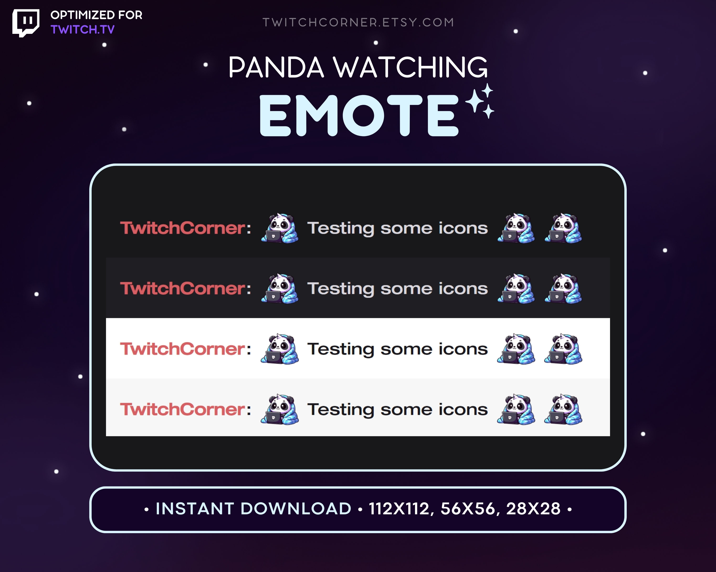 Cute Comfy Panda Twitch Emote Kawaii Panda Emote for Twitch Cute Lurk ...