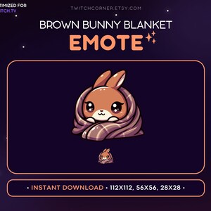 Cozy Brown Bunny Twitch Emote Bunny Emotes for Twitch, Cute Bunny Emote ...