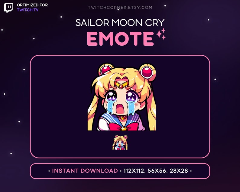 Sailor Moon Twitch Emote Sailor Moon Cry Emote for Twitch - Etsy UK