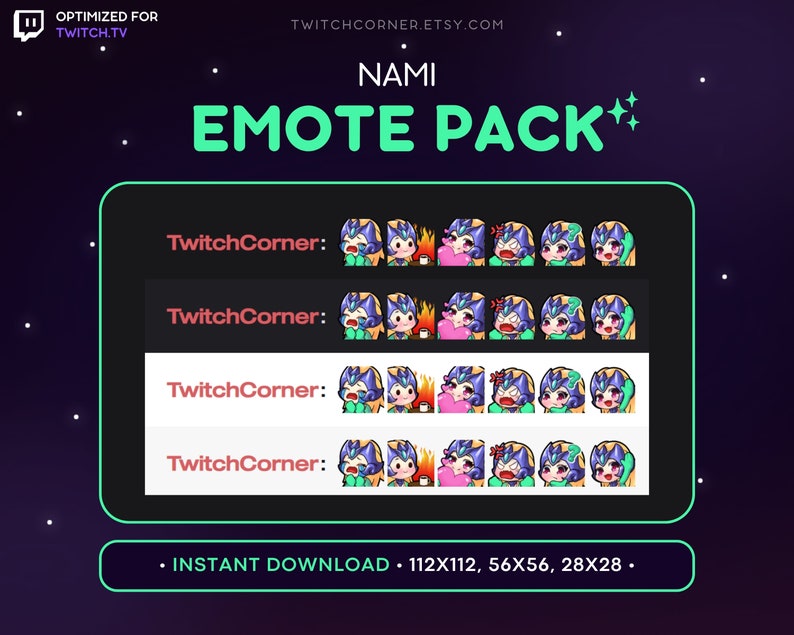 Nami Twitch Emote Pack Nami Emote, League of Legends Twitch Emote, Love ...
