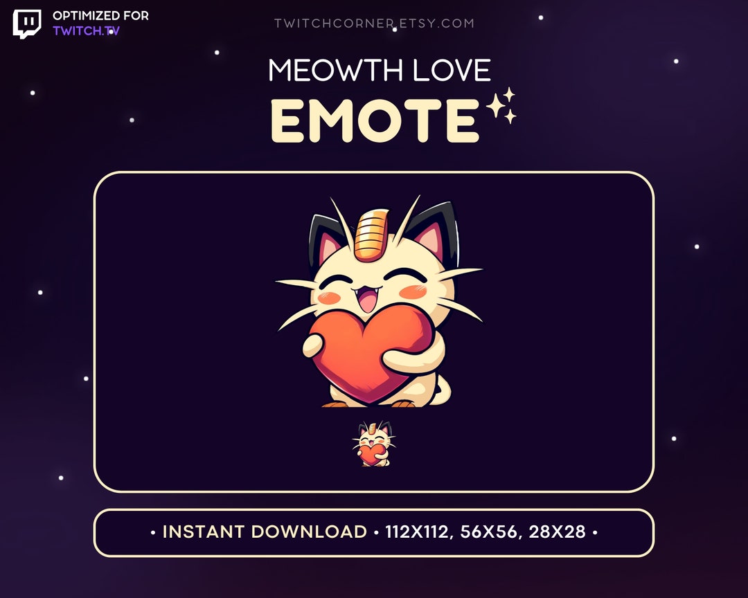 Love Meowth Twitch Emote Meowth Heart Emote Meowth Love - Etsy