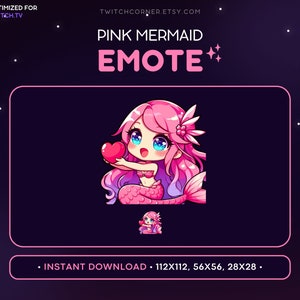 Pink Mermaid Twitch Emote Mermaid Twitch Emote, Cute Mermaid Emote for ...