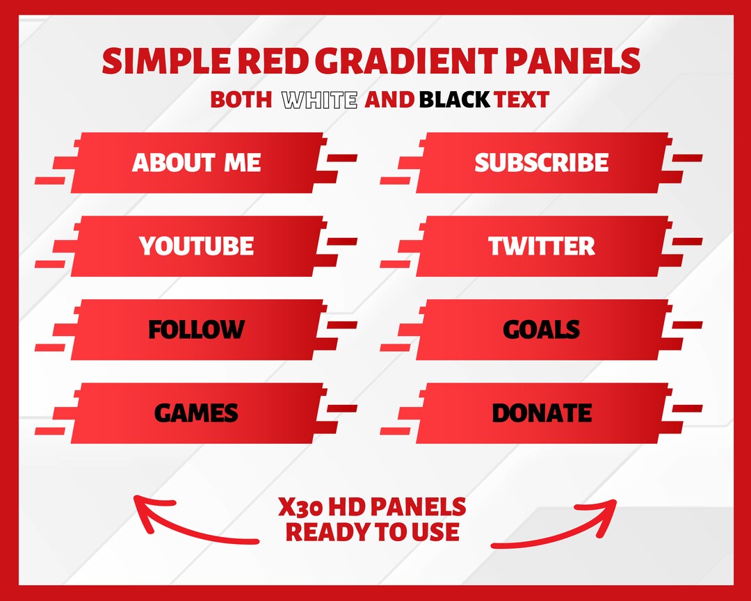 Red Twitch Panels Simple Clean Modern Instant Download / - Etsy