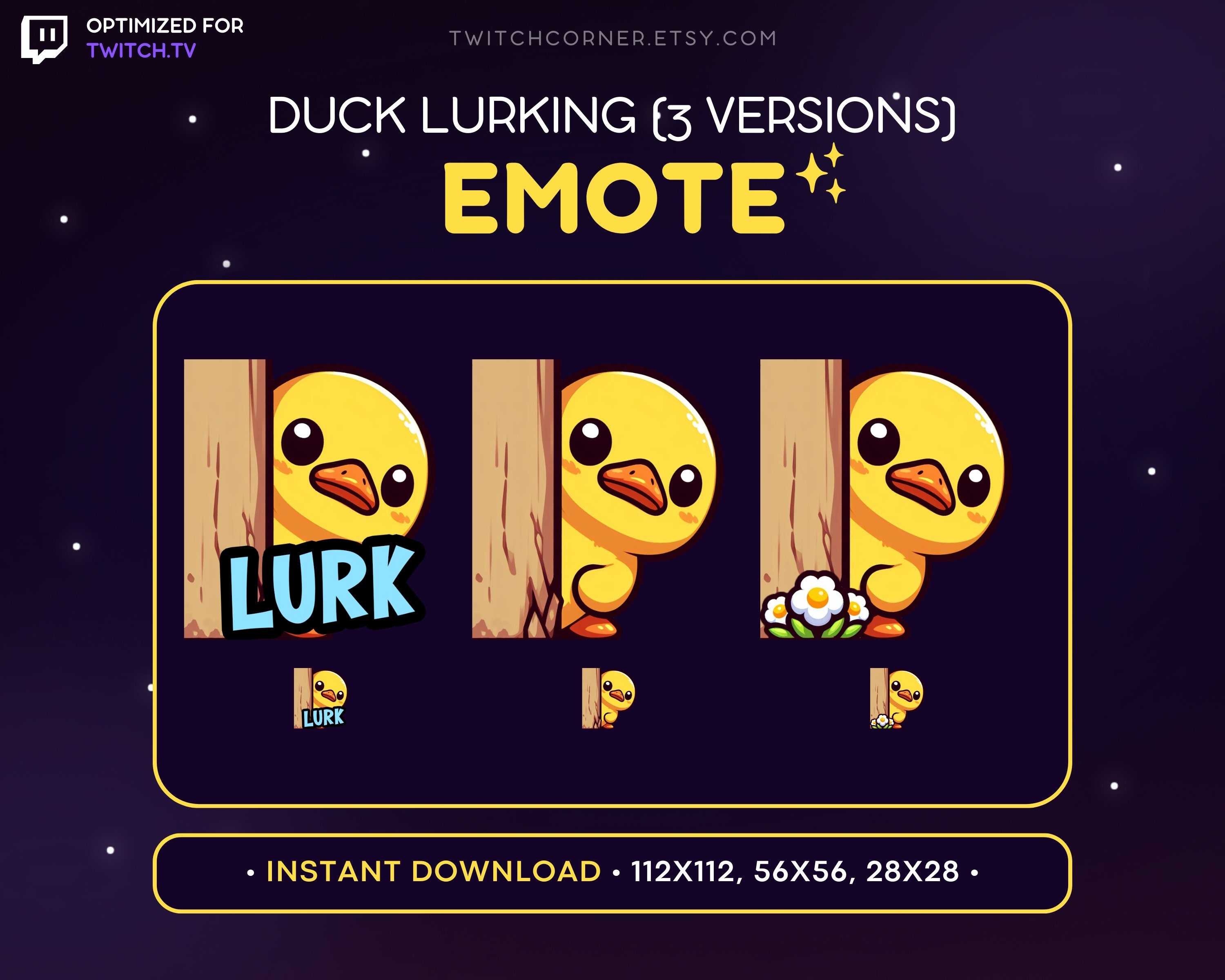 Lurk Duck Twitch Emote Kawaii Duck Emote for Twitch, Cute Lurk Duck ...
