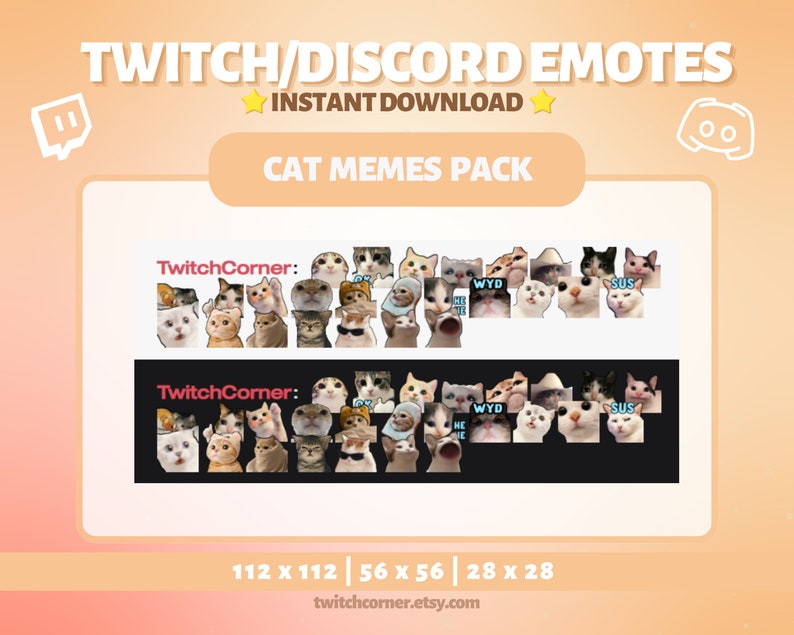 Twitch Emotes, 26x Cat Memes Emote Pack , Twitch, Streamer, Emote Cat ...