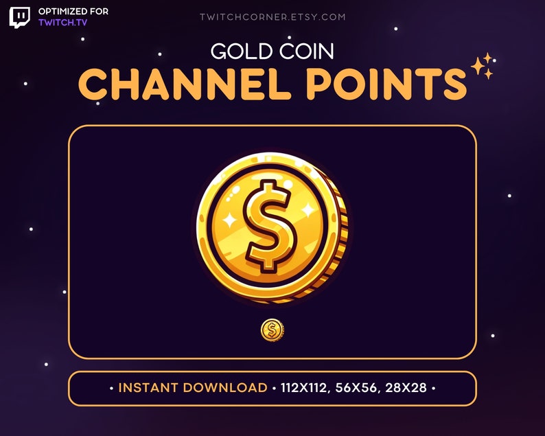 Gold Coin Channel Points Icon for Twitch Gold Coin Icon/badge Twitch ...