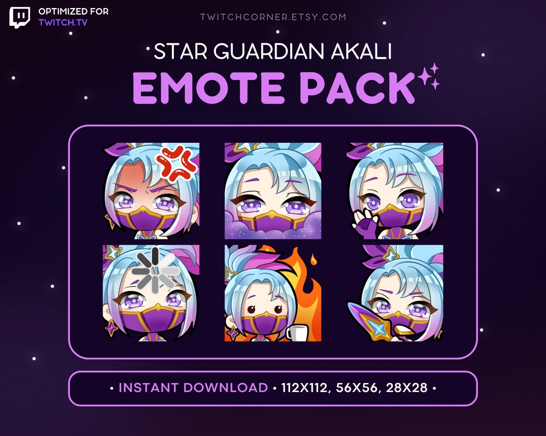 Star Guardian Akali Twitch Emote Pack Akali Emote, League of Legends ...