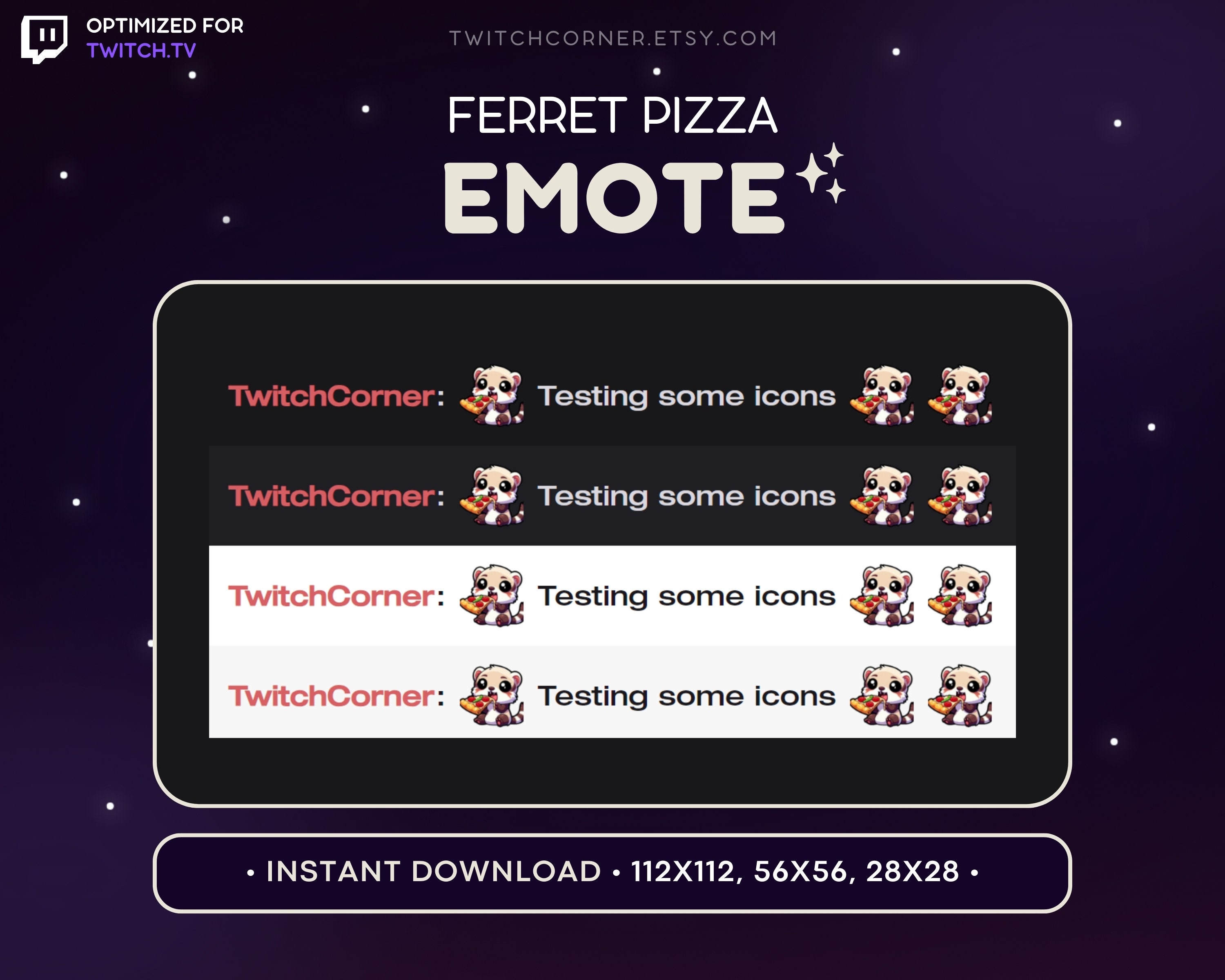 Cute Ferret Twitch Emote Ferret Emote for Twitch, Ferret Stream Emote ...