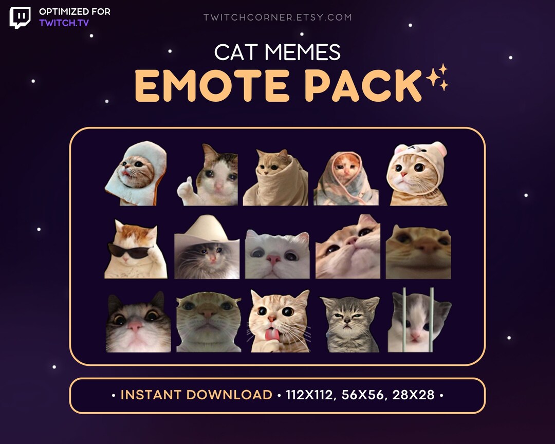 Twitch Emotes, 15x Cat Memes Emote Pack , Twitch, Streamer, Youtube ...